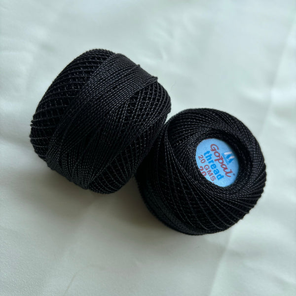 Metallic Cotton Thread Tkt 20 - Black – WoolCraft Store