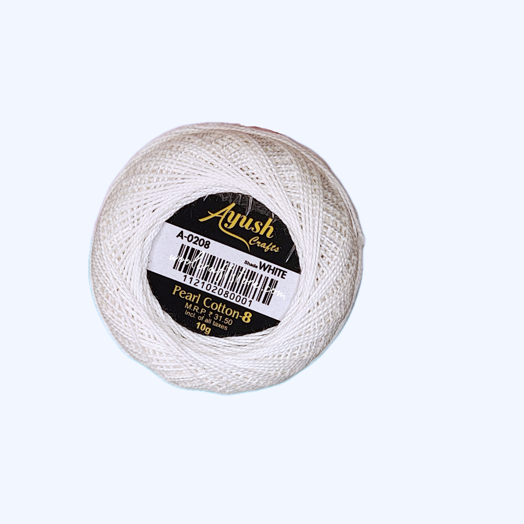 Pearl Cotton Thread No.8 - White – WoolCraft Store